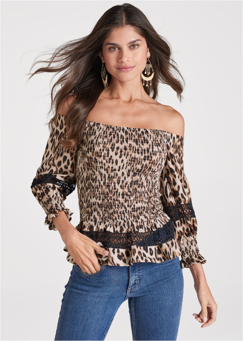 Venus Sand Dune Linen Cheetah Top in Brown Multi [Venus Clothing 1167 ...