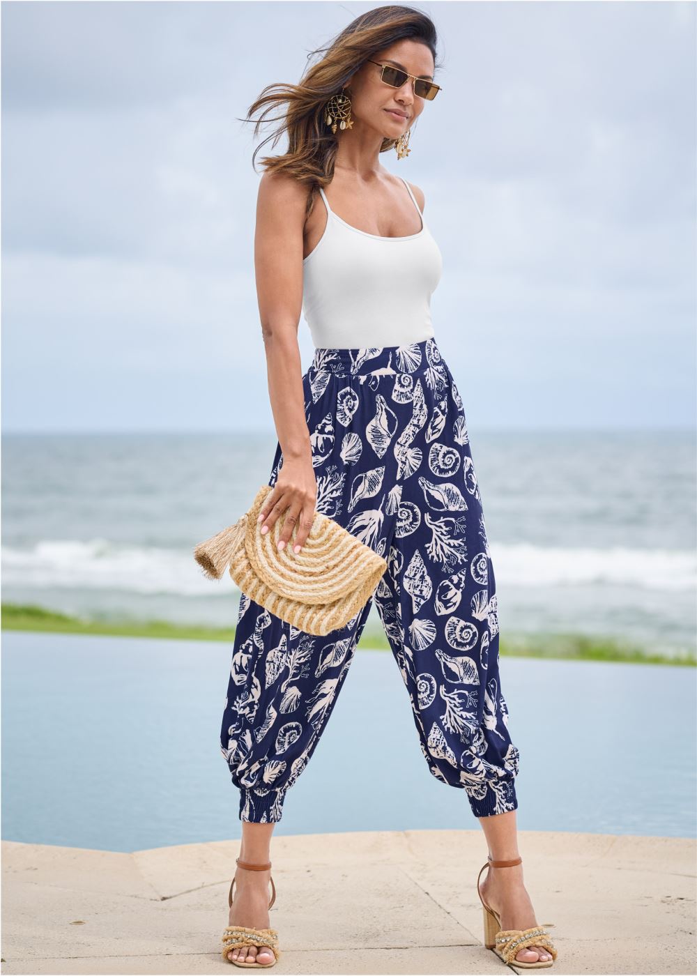 Venus Deep Ocean Patterned Pants in Navy & White [Venus Clothing 1961 ...