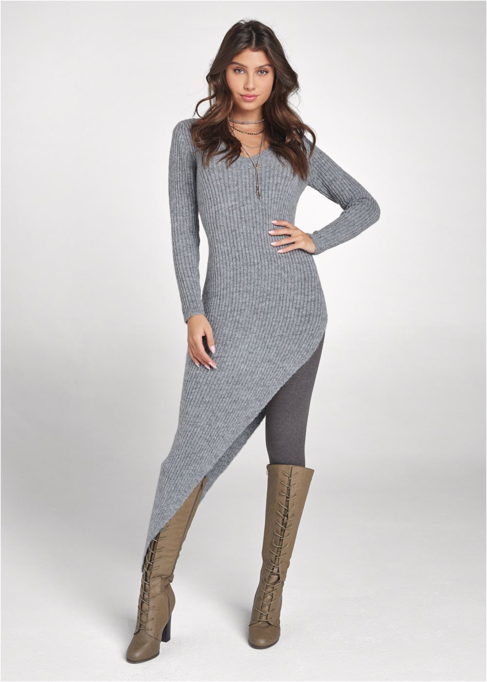 Venus VENUS | Asymmetrical Maxi Sweater in Heather Grey [Venus Clothing ...