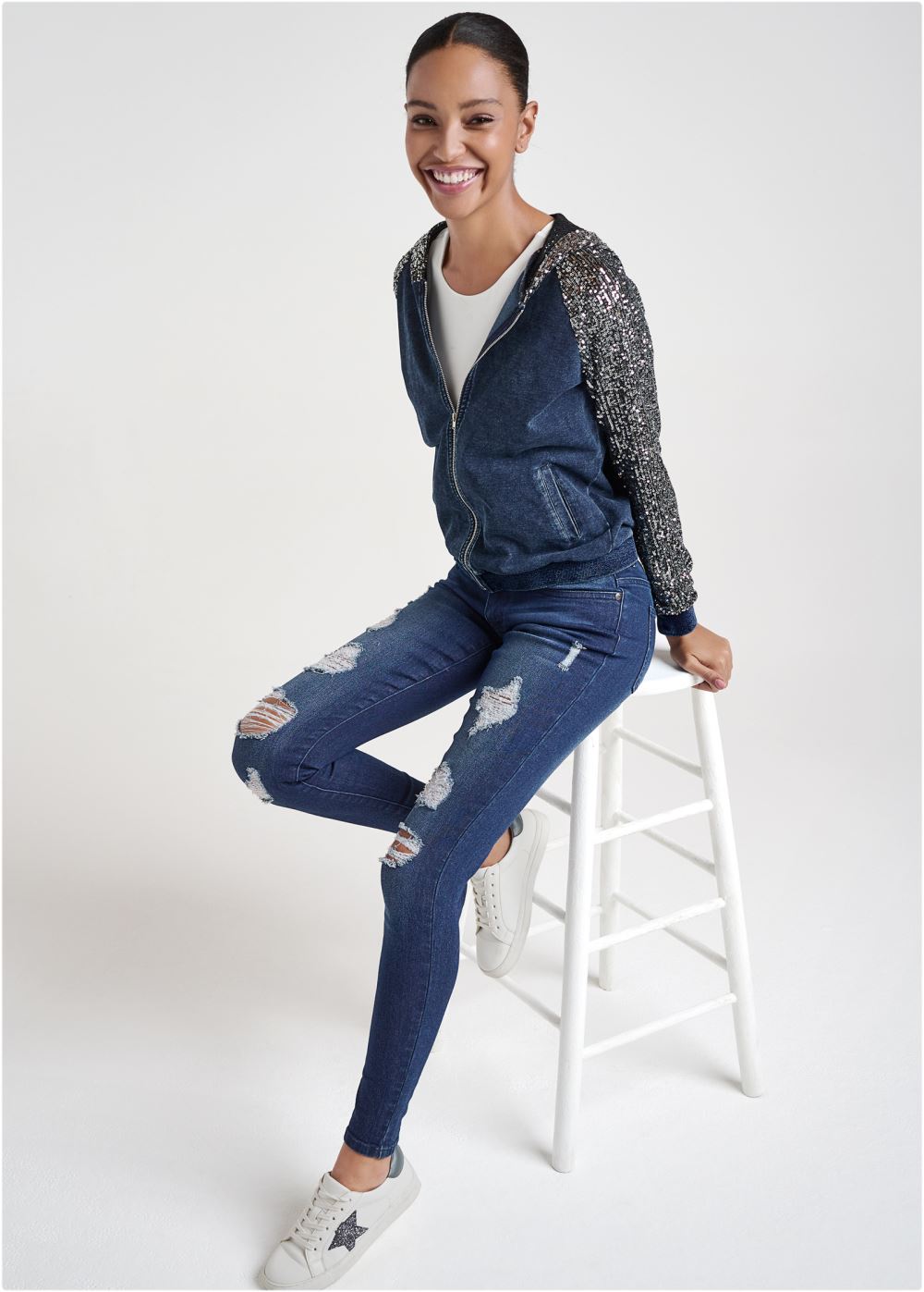 Venus Dark Wash Ripped Skinny Jeans [Venus Clothing 2086] - $26.40 ...